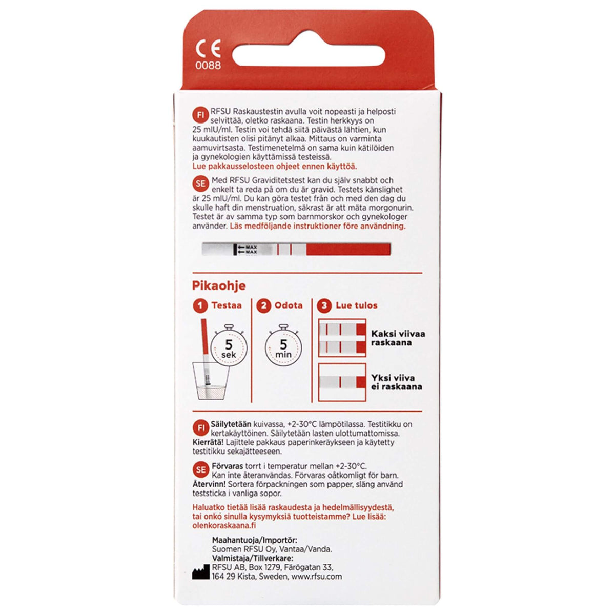 RFSU Pregnancy test strips 8 pcs | Pregnancy test | Peak comfort ...